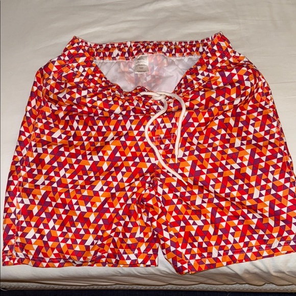 Thomas Dean | Swim | Geometric Red And Orange Mens Swim Trunks | Poshmark
